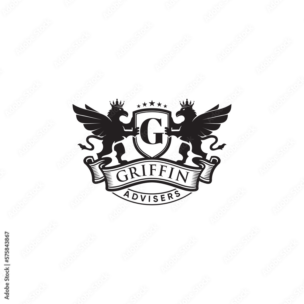 VINTAGE GRIFFIN CREST VECTOR LOGO Stock Vector | Adobe Stock