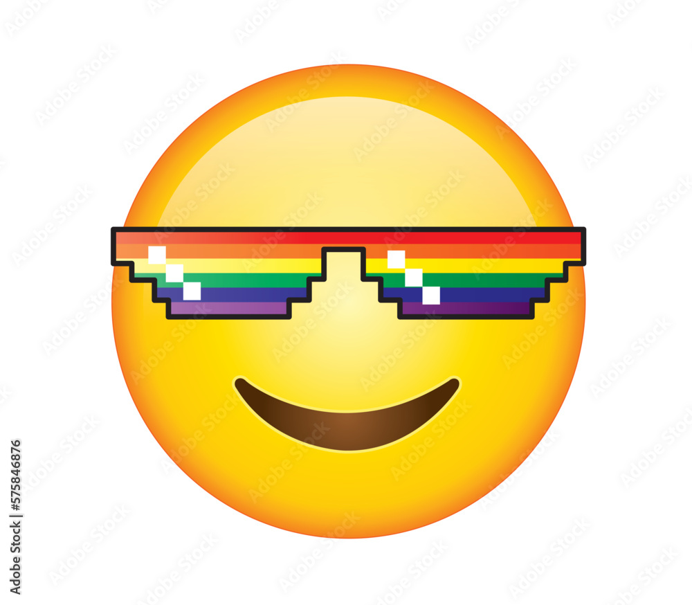 Rainbow flag sunglasses vector illustration art. Pride month emoticon ...