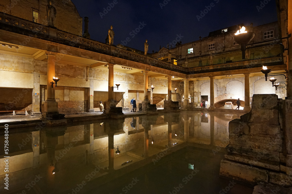 Exterior architecture of 'The Roman bath', interactive museum filled ...