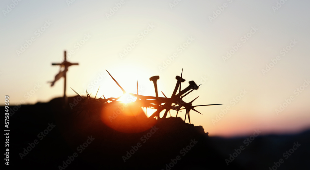 Photo & Art Print The cross, crown of thorns and nails symbolizing the ...