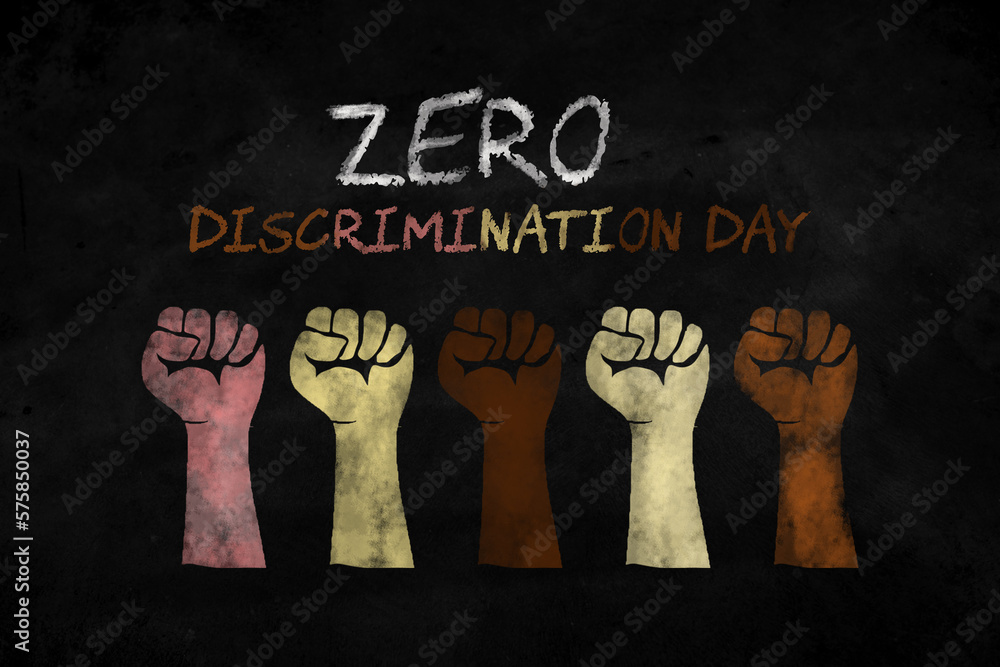 Zero Discrimination Day, 1 March. Hands of diverse ethnic groups of ...