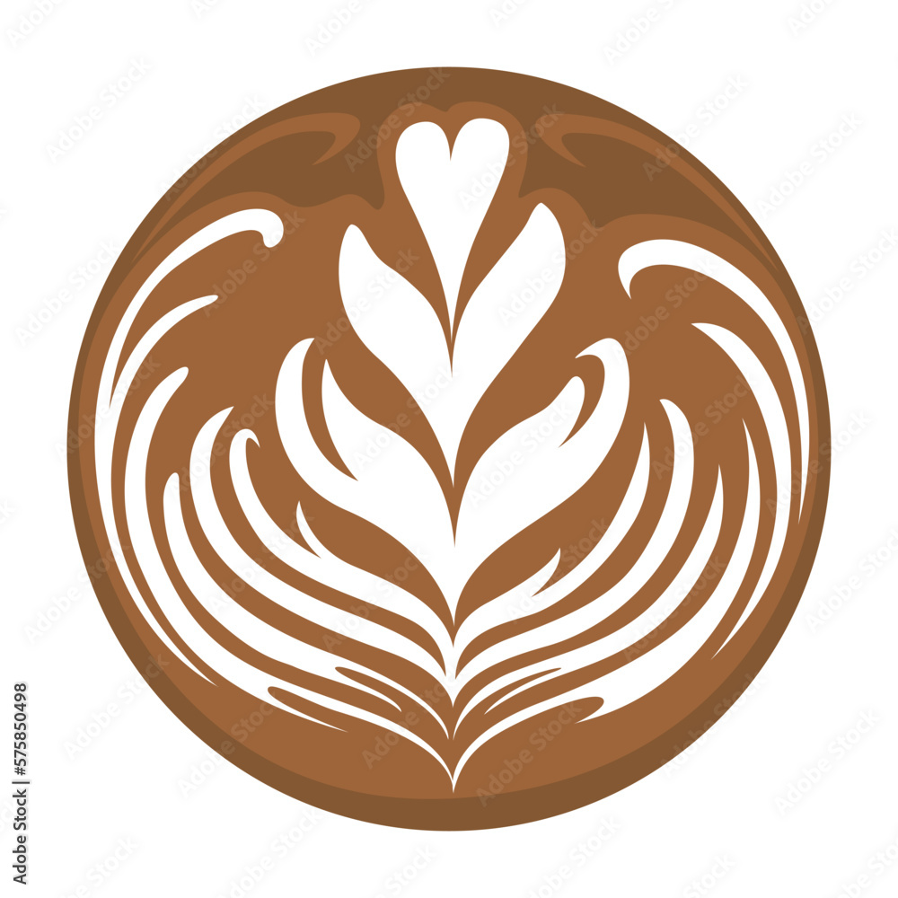 Wing Tulip Latte art Coffee Logo Design on white background, Vector ...