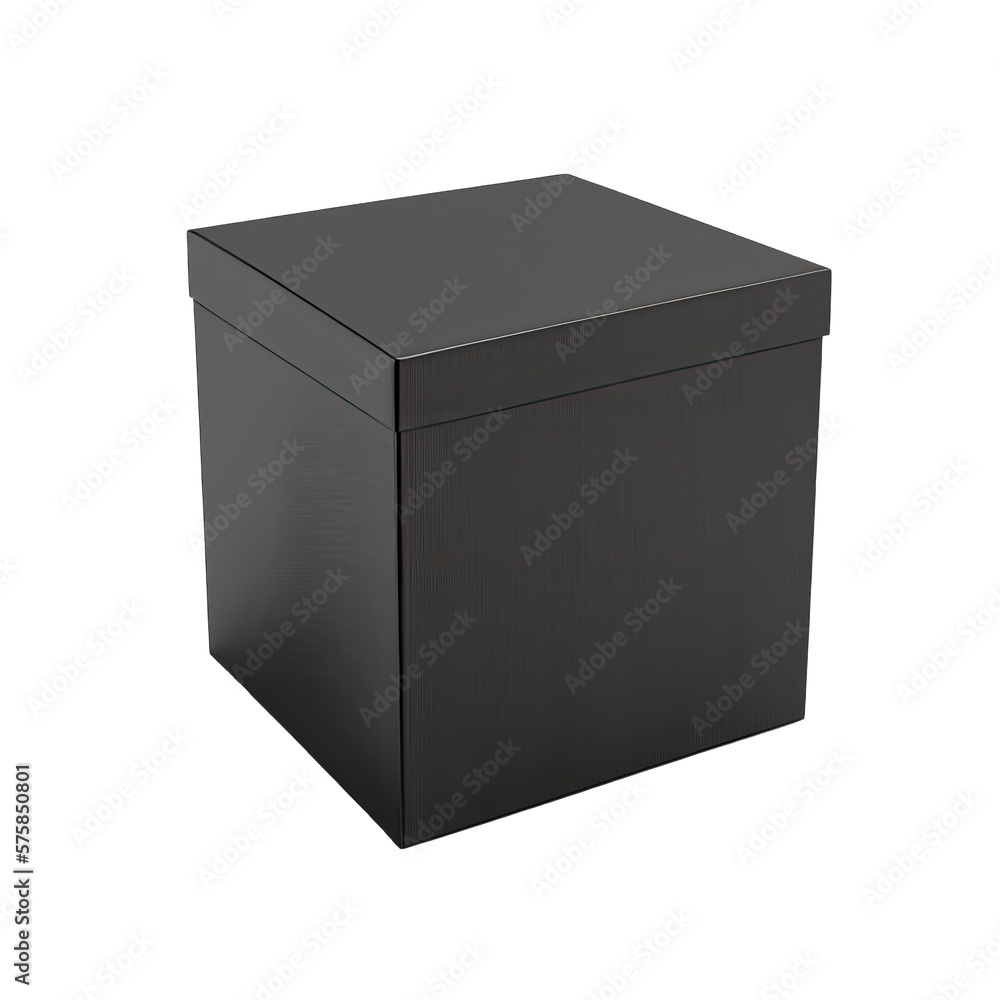 Cardboard box isolated on transparent background. Black cardboard box ...