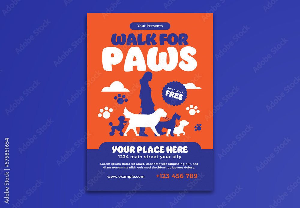Walk For Paws Flyer Stock Template | Adobe Stock