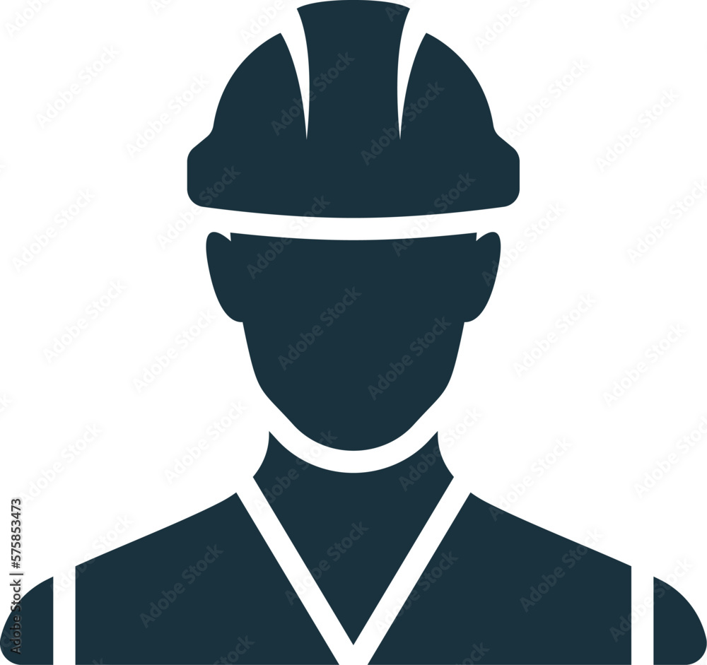 Labourer icon. Monochrome simple sign from construction instruments ...