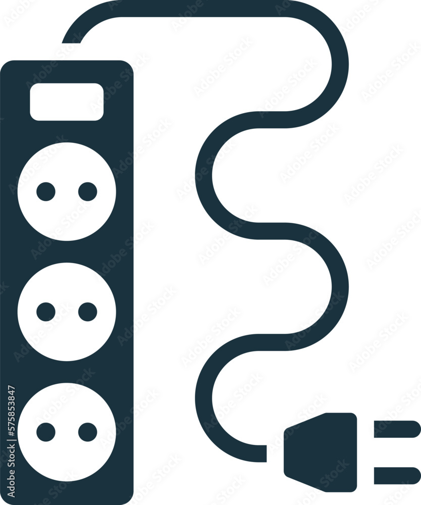 Extension cord icon. Monochrome simple sign from construction ...