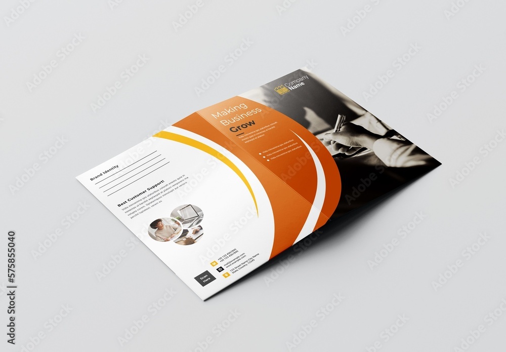 Orange Color Presentation Folder Stock Template | Adobe Stock