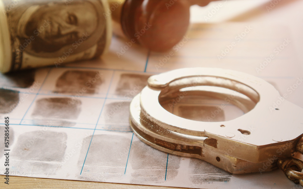 Crime and punishment concept.Punishments,such as fines and imprisonment ...