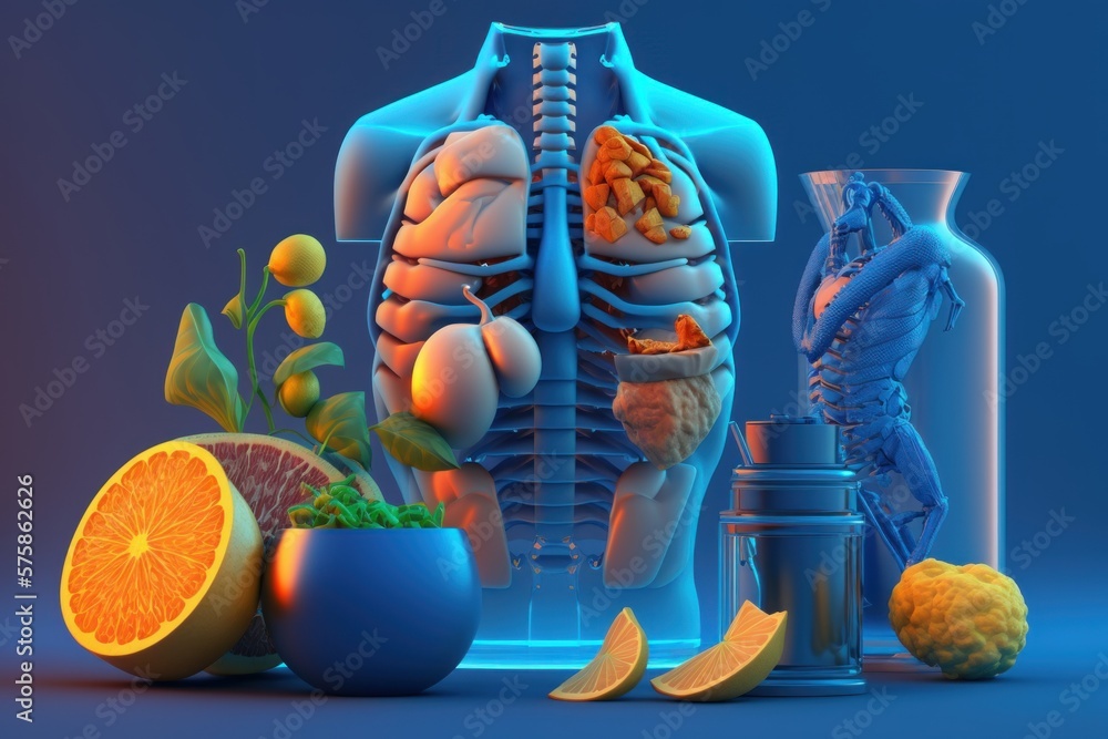 Fruits forming a human body metabolism and nutrition, Eating Diet Food ...
