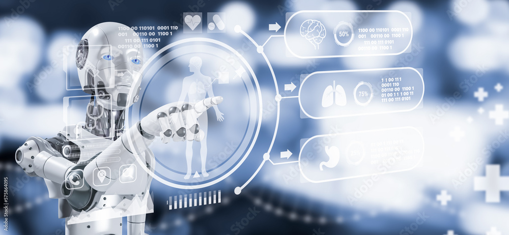 AI robot humanoids hand Touch DNA graph and biochemical research ...