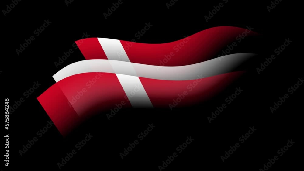 Denmark flag animated stylized watercolor. Waving danish flag color ...