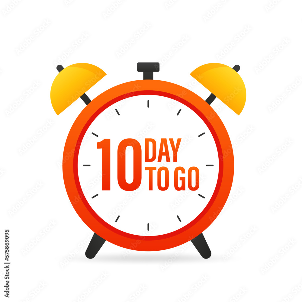 Alarm clock. 10 day to go. Loud signal to wake up in the morning from ...