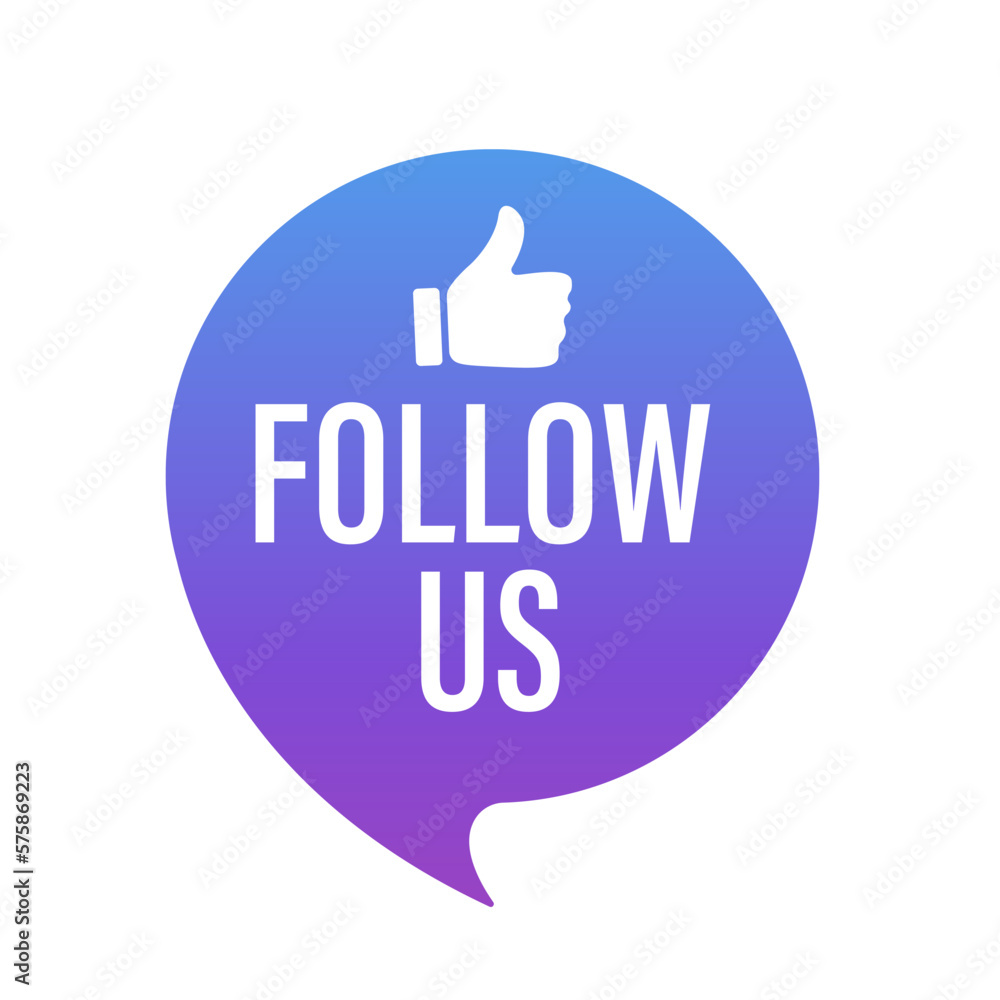 Follow us for a set of flower labels. Follow us button isolated on ...