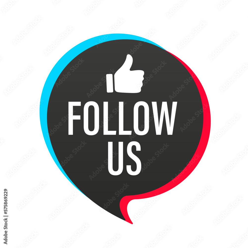 Follow us for a set of flower labels. Follow us button isolated on ...