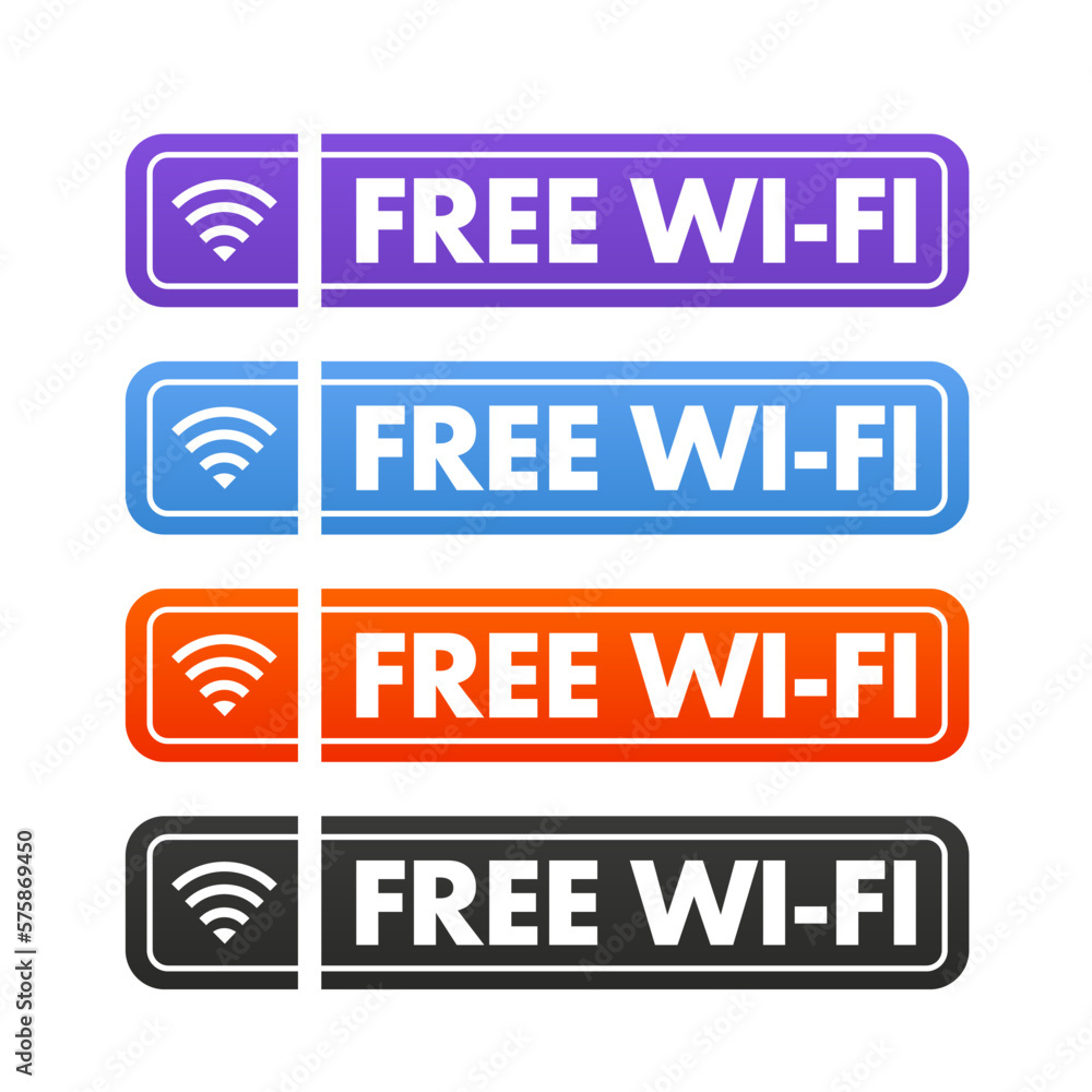 Free wi-fi buttons. Set collection of Free wi-fi button elements for ui ...