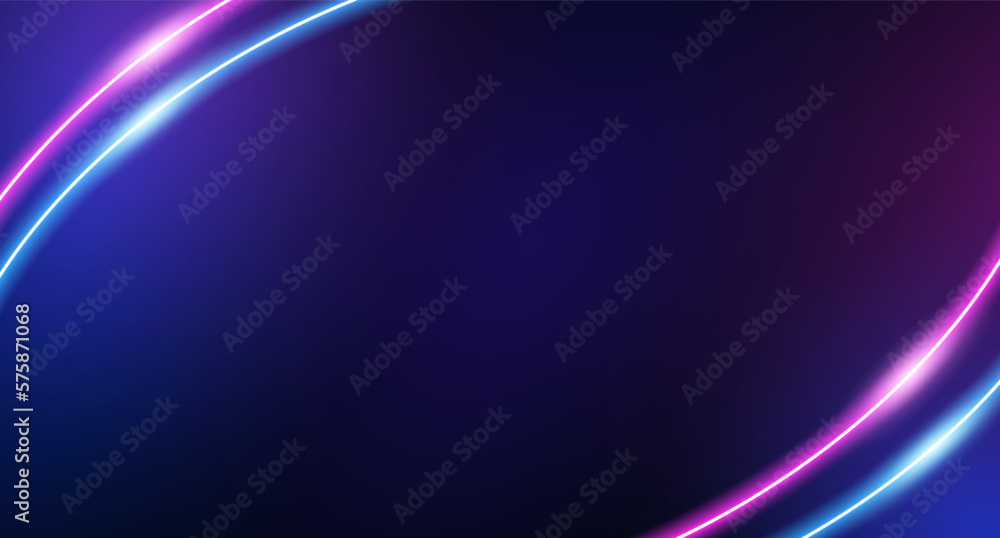 Abstract neon background, glowing rays, blue and pink. Backdrop for ...