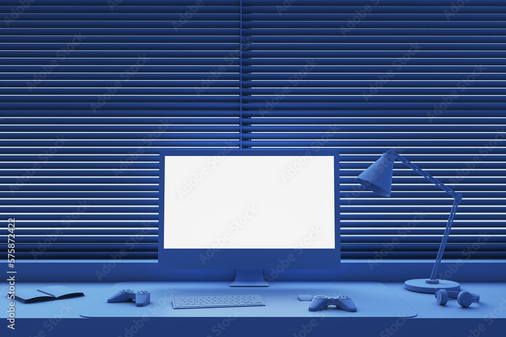 Digital job, blank white modern computer screen with space for web ...