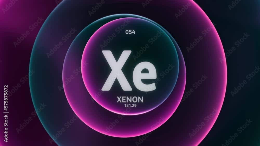 Xenon as Element 54 of the Periodic Table. Concept animation on ...