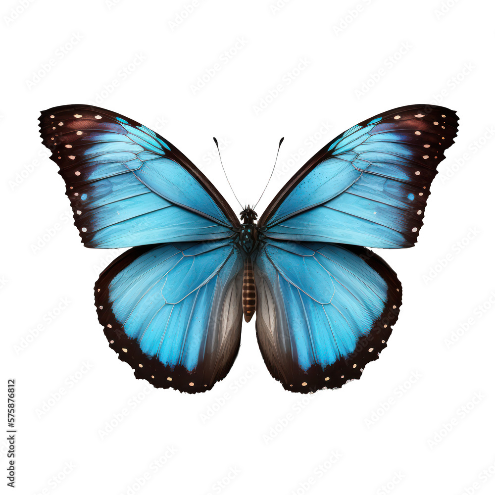 Papillon morpho blue iridescent d’Amérique du sud Amazonie, détouré ...