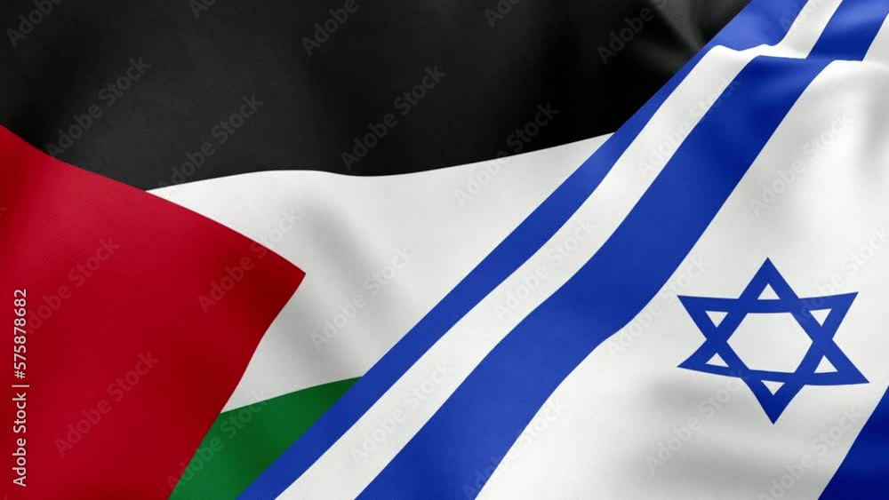 Israel and Palestine flags together. Seamless looping waving animation ...
