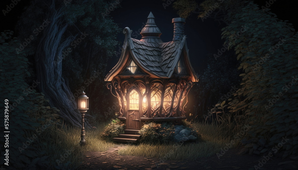 Old witch or wizard spooky creepy fantasy haunted cottage small scary ...