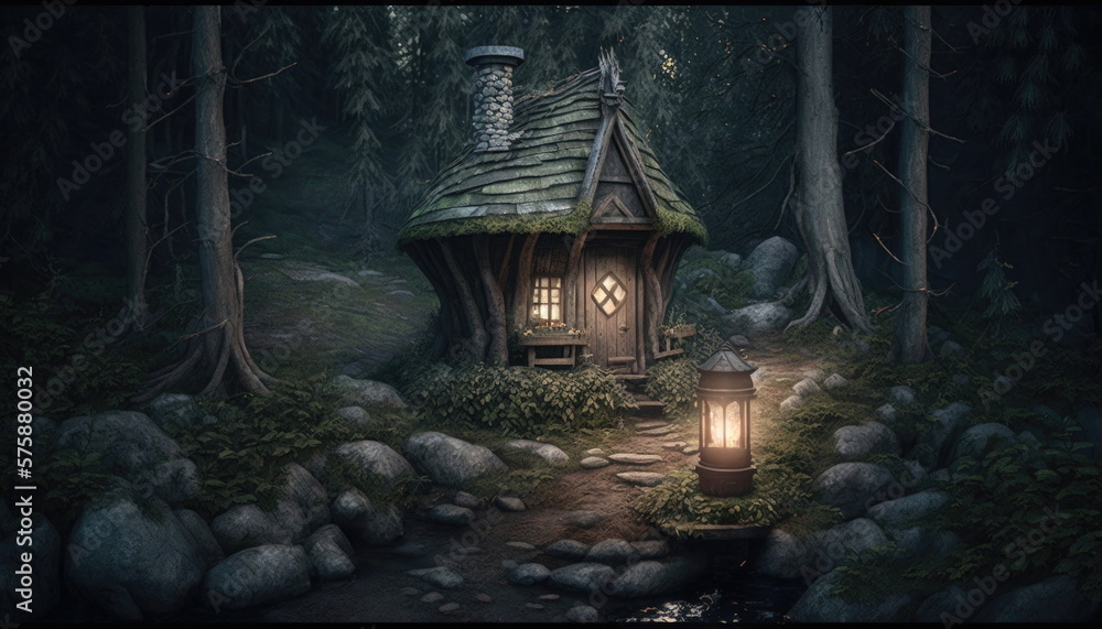 Old witch or wizard spooky creepy fantasy haunted cottage small scary ...