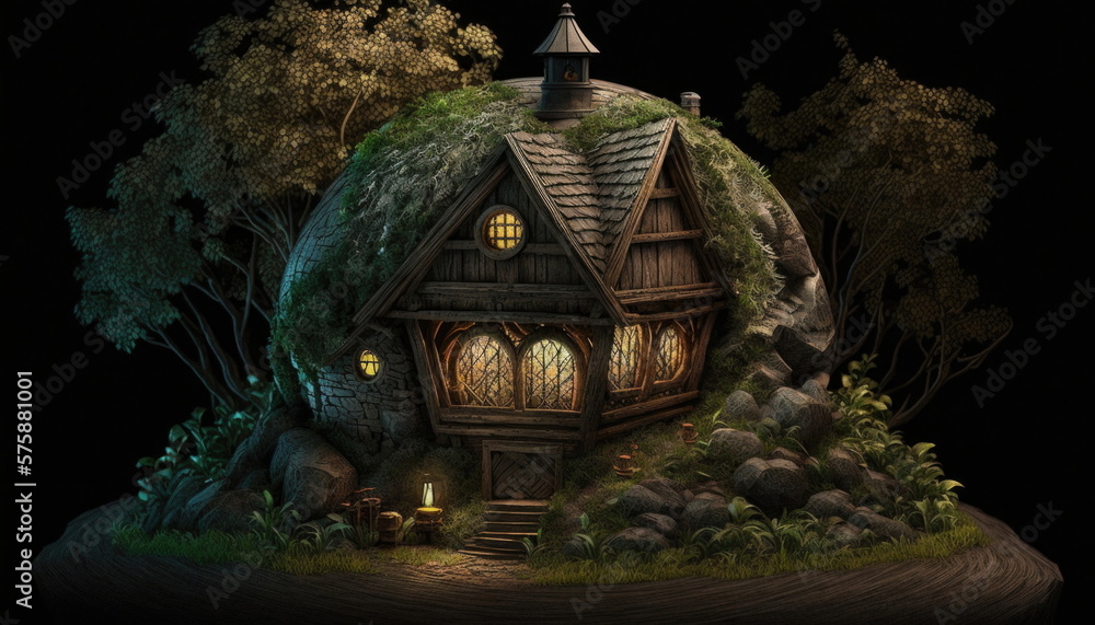 Old witch or wizard spooky creepy fantasy haunted cottage small scary ...