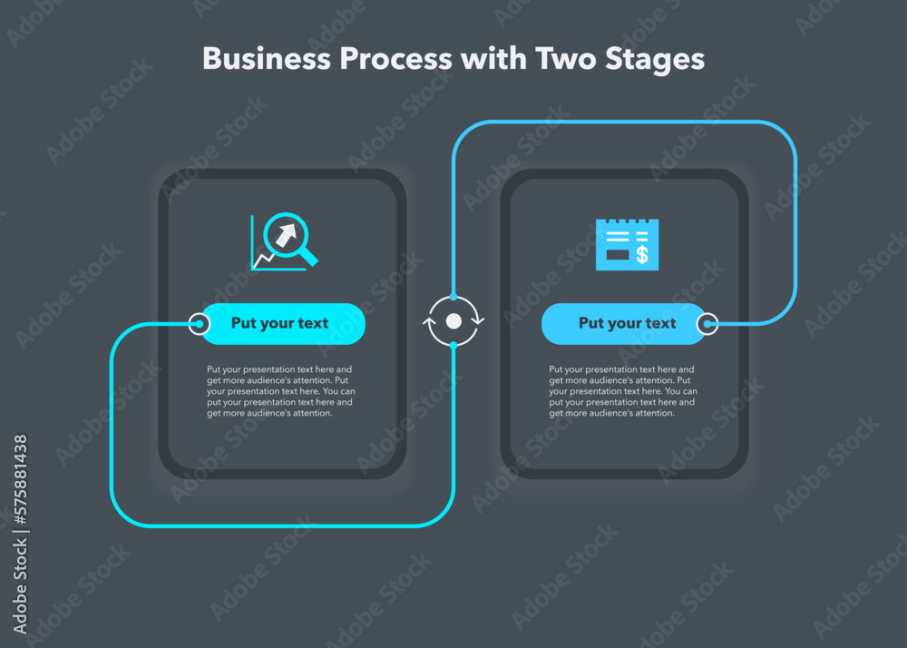 Simple diagram for business process with two stages - dark version ...