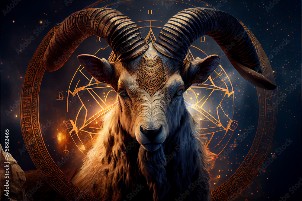 Capricorn zodiac sign astrological background. The goat horned ...