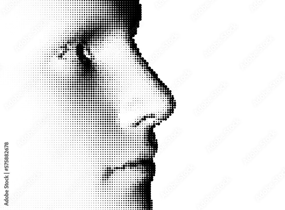 Side view of dotted face background. Illustration of an man's face ...