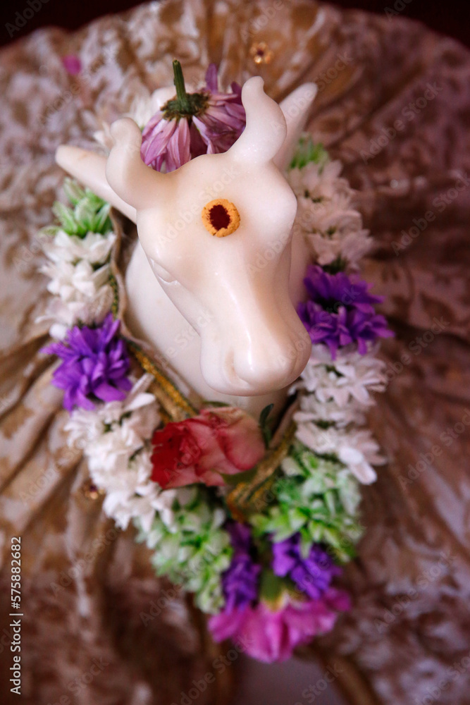 Nandi bull in Shirdi Sai Baba temple, Leicester. United kingdom. Stock ...