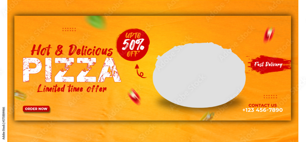 Delicious pizza and food menu facebook cover template Stock Vector ...