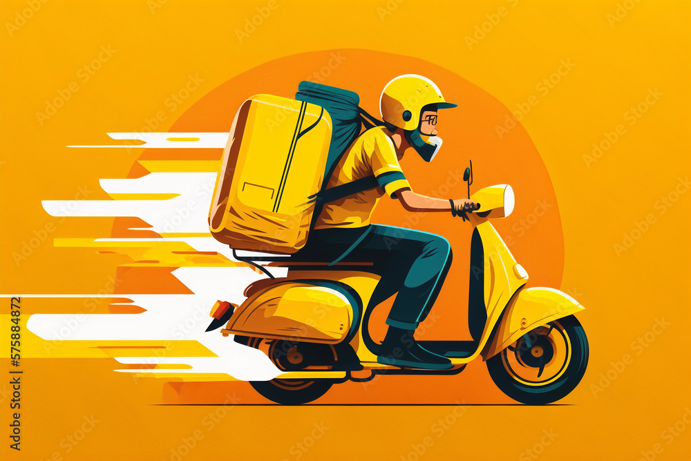Food Delivery Man Logo