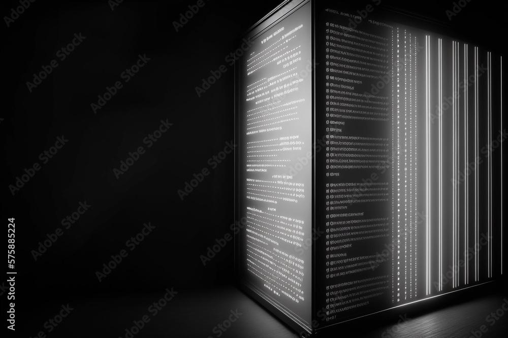 Visualization of large data sets. Data center or server room with cloud ...