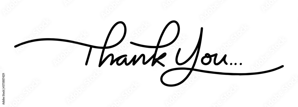 Thank You handwritten isolated on white background. Hand drawn ...