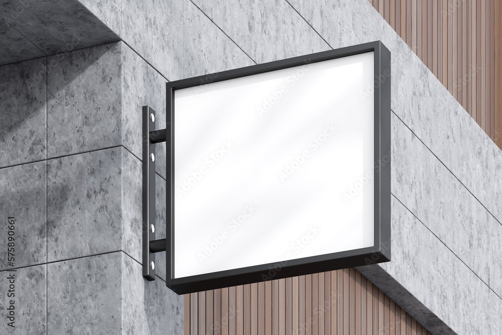 Mockup empty square banner on building facade on the street Stock ...