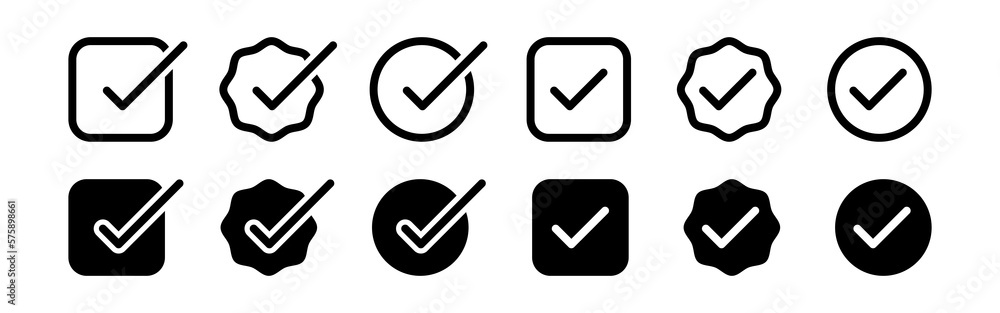 Checkmark icon set vector illustration Stock Vector | Adobe Stock