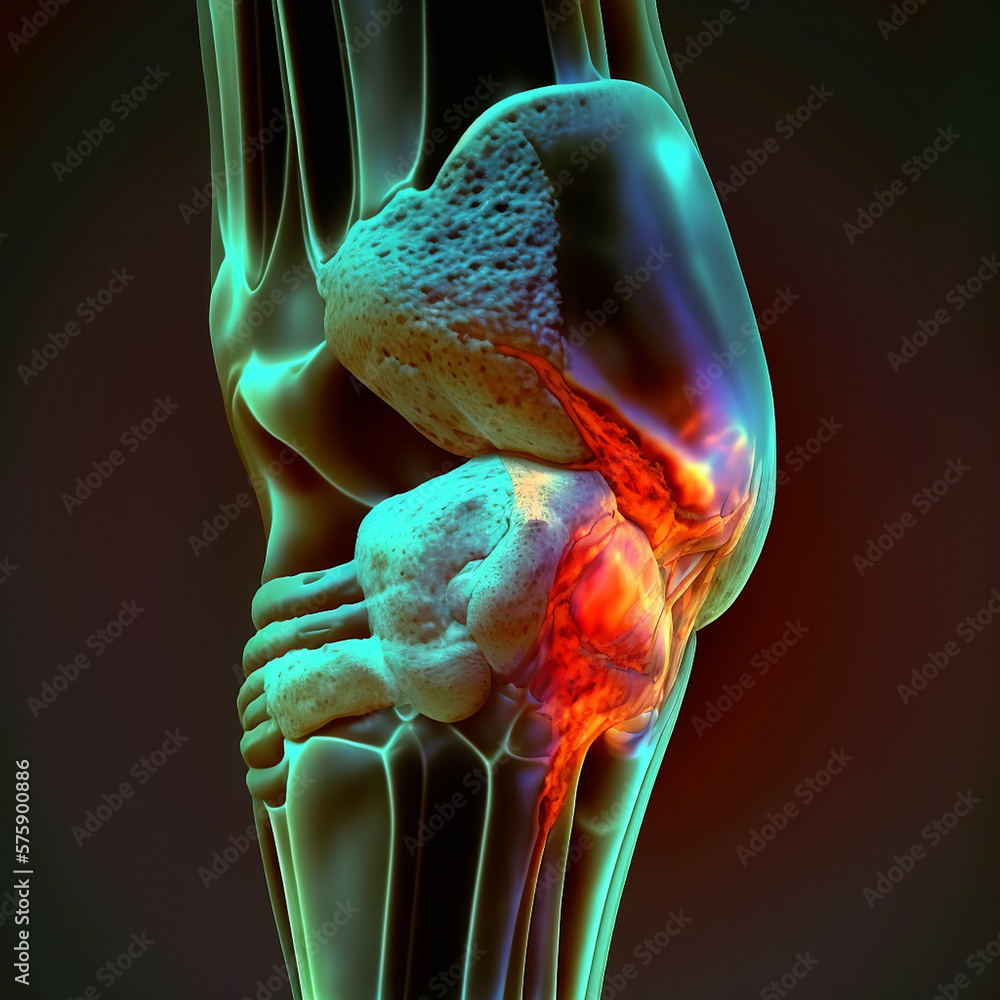 painful knee, inflammation, joint pain, Created using generative AI ...