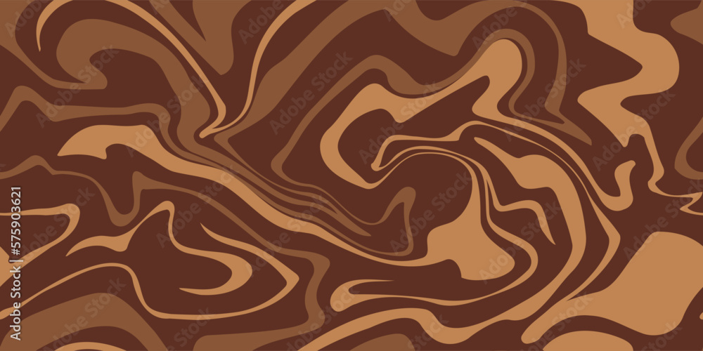 Abstract brown psychedelic waves print background. 1970s trippy ...