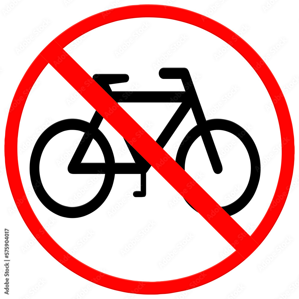 Not allow bicycle warning sign isolated on white background with ...