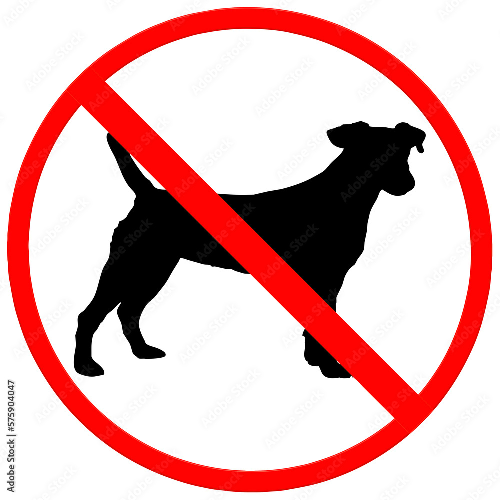 Illustrated red circle sign No dogs sign. do not allowed, prohibited ...