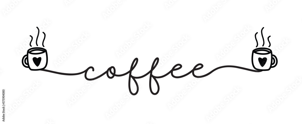 Coffee. Vector logo word. Design for poster, flyer, banner, menu cafe ...