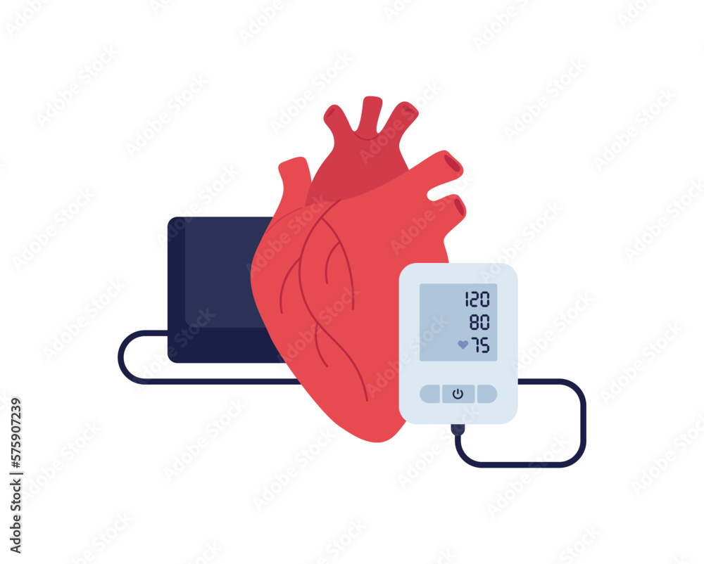 Blood pressure infographic. Vector flat illustration set. Heart anatomy ...