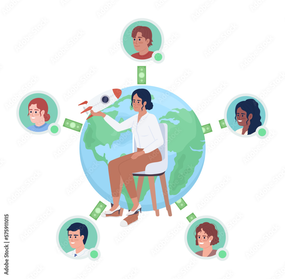 Fundraising platform for donating money on startups flat concept vector ...