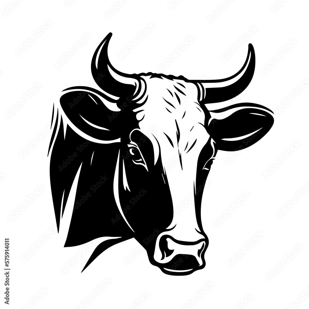 cow head vector logo holstein cow portrait stylized symbol Stock Vector ...