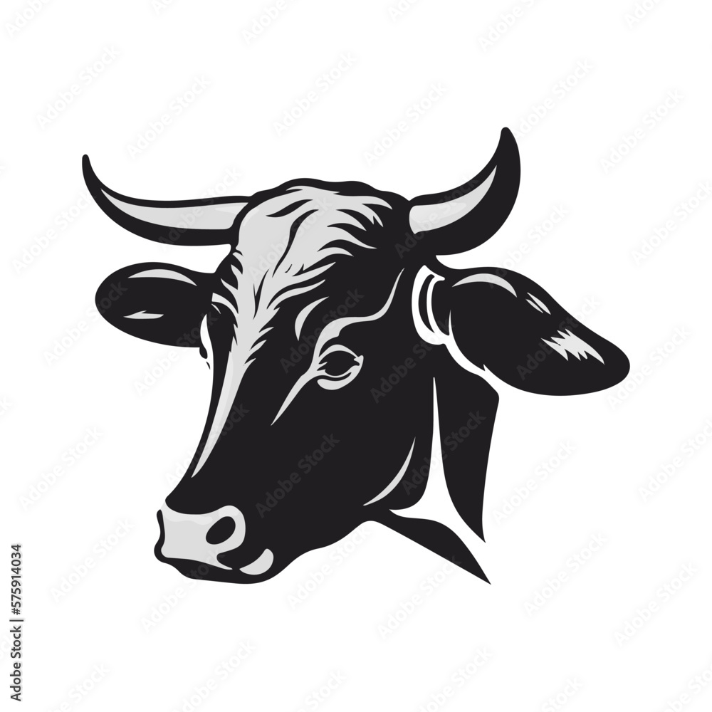 cow head vector logo holstein cow portrait stylized symbol Stock Vector ...