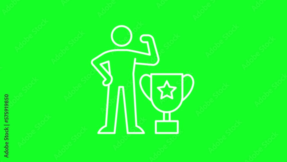 Animated winner white line icon. Sport competition victory. Gain prize ...