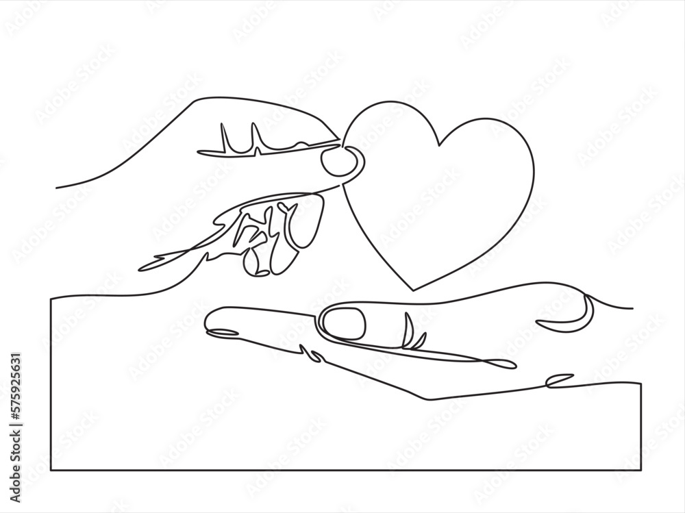 hand drawn doodle hand giving and receiving love illustration in ...