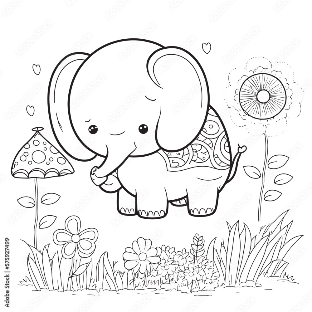 Black and white coloring pages for kids, simple lines, cartoon style ...