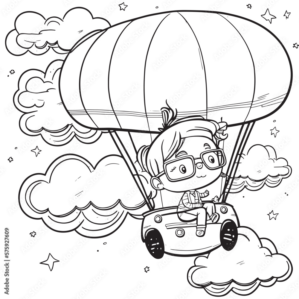 Black and white coloring pages for kids, simple lines, cartoon style ...